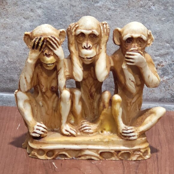 Accents | Vintage Three Wise Monkeys See Hear Speak No Evil Plasticine ...